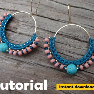 Macrame Earrings Tutorial 4, Micro Macrame Pattern, Pdf Tutorial, DIY Macrame Earrings, Step by ...