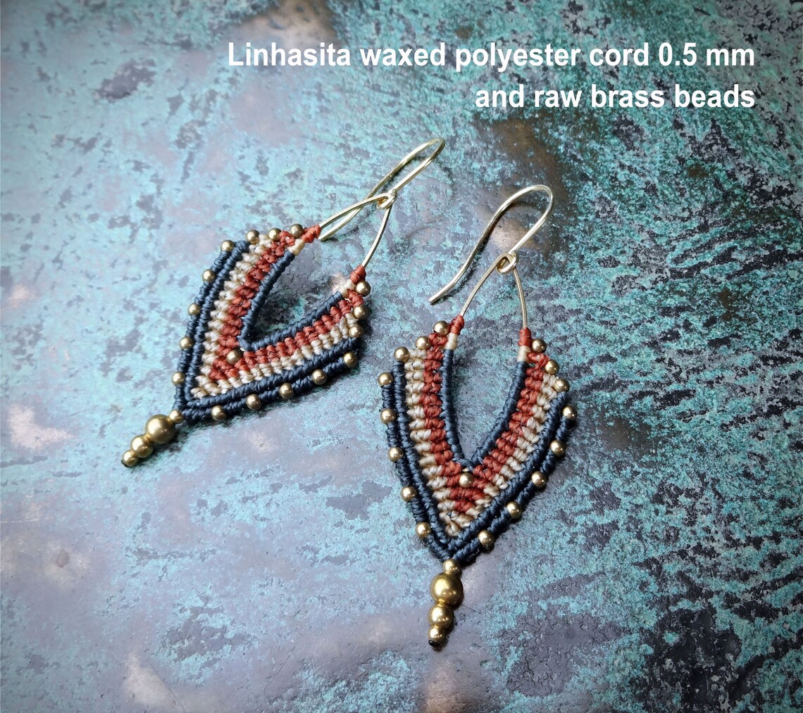 Macrame Earrings Tutorial 13, Photo Pattern, Pdf Tutorial, DIY Macrame ...