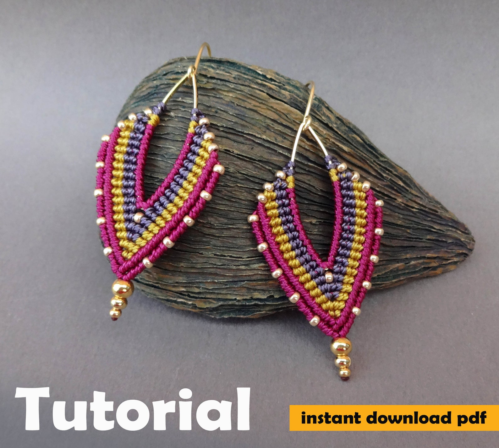 Macrame Earrings Tutorial 13 Micro Macrame Pattern Pdf - Etsy