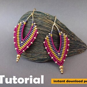 Macrame Earrings Tutorial 13, Micro Macrame Pattern, Pdf Tutorial, DIY ...