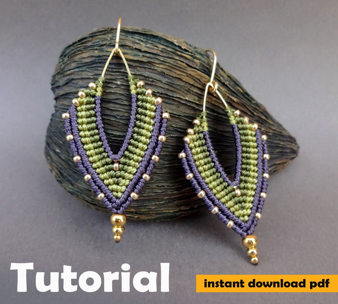 Macrame Earrings Tutorial 13, Micro Macrame Pattern, Pdf Tutorial, DIY ...