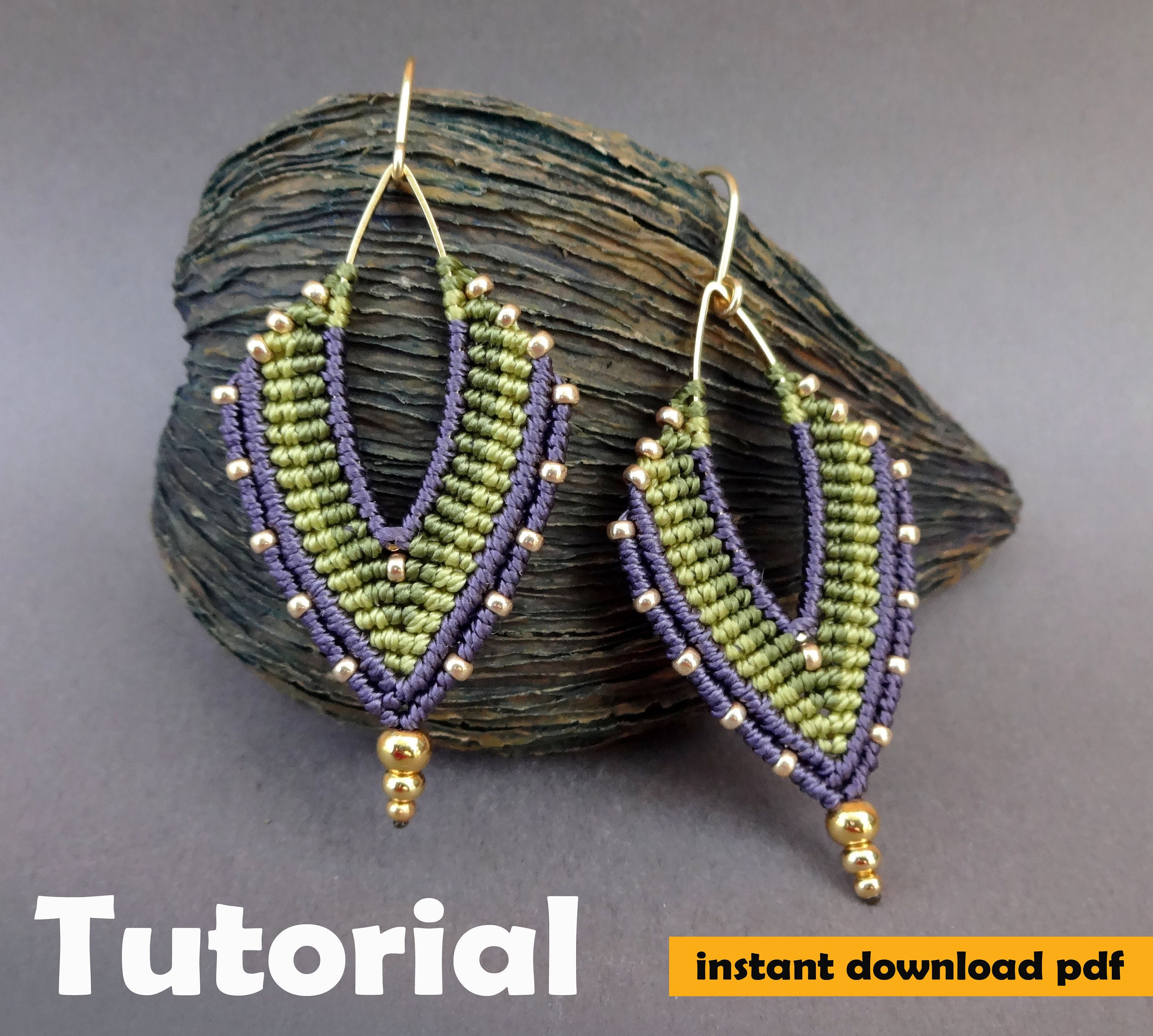 Macrame Earrings Tutorial 13 Micro Macrame Pattern Pdf - Etsy