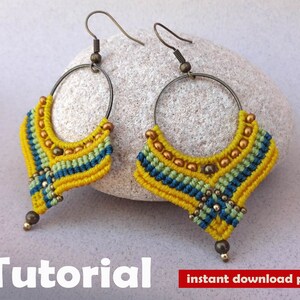 Macrame Earrings Tutorial 11, Micro Macrame Pattern, Pdf Tutorial, DIY Macrame Earrings, Macrame ...