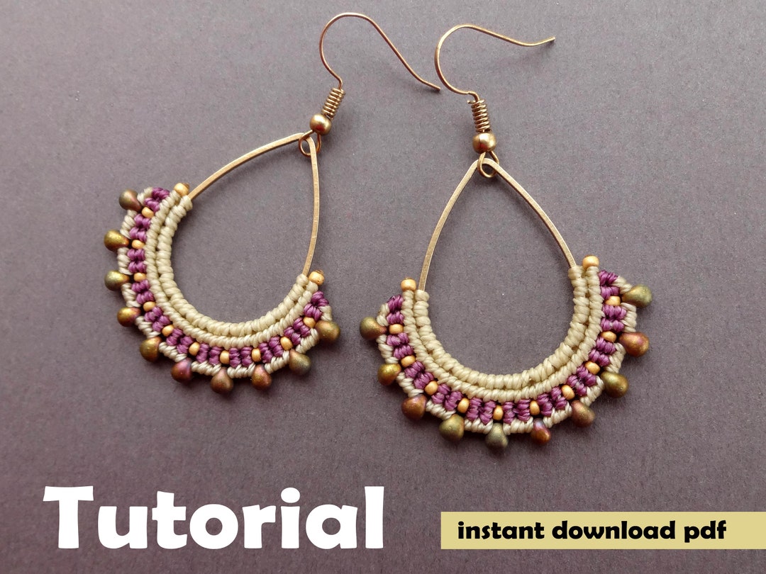 Macrame Earrings Tutorial 3, Micro Macrame Pattern, Pdf Tutorial, DIY ...