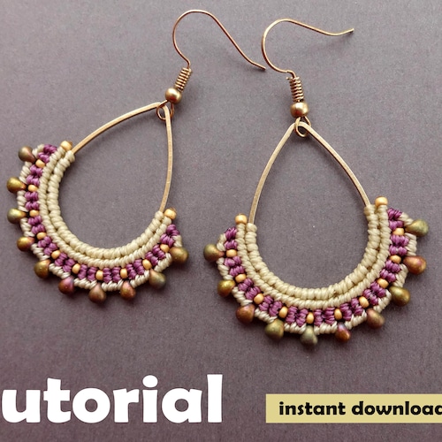 Macrame Earrings Tutorial 9 Micro Macrame Pattern Pdf - Etsy