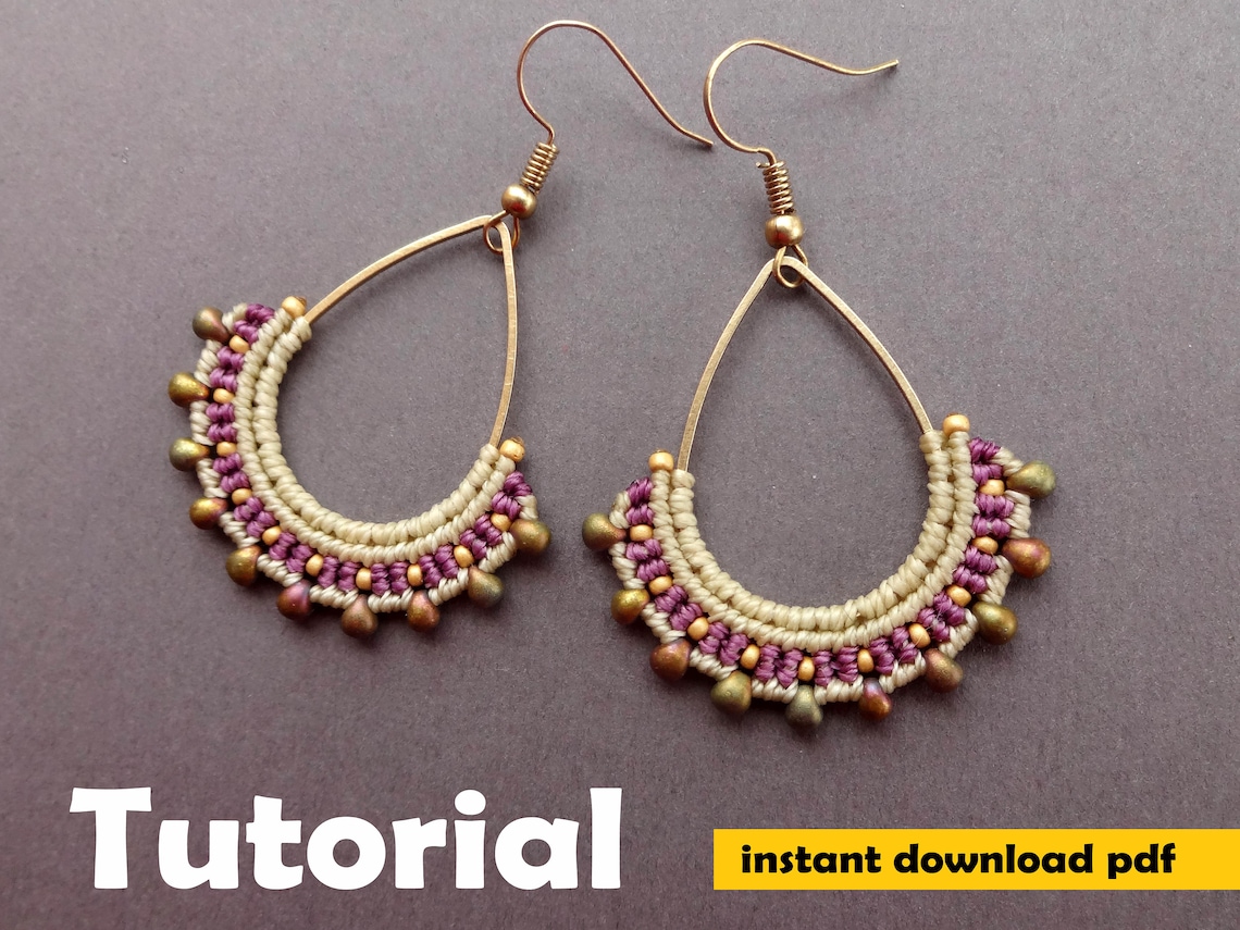 Macrame Earrings Tutorial 3 Micro Macrame Pattern Pdf - Etsy