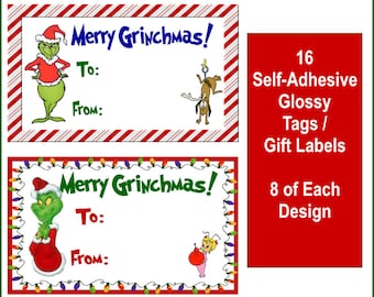 Grinch labels | Etsy