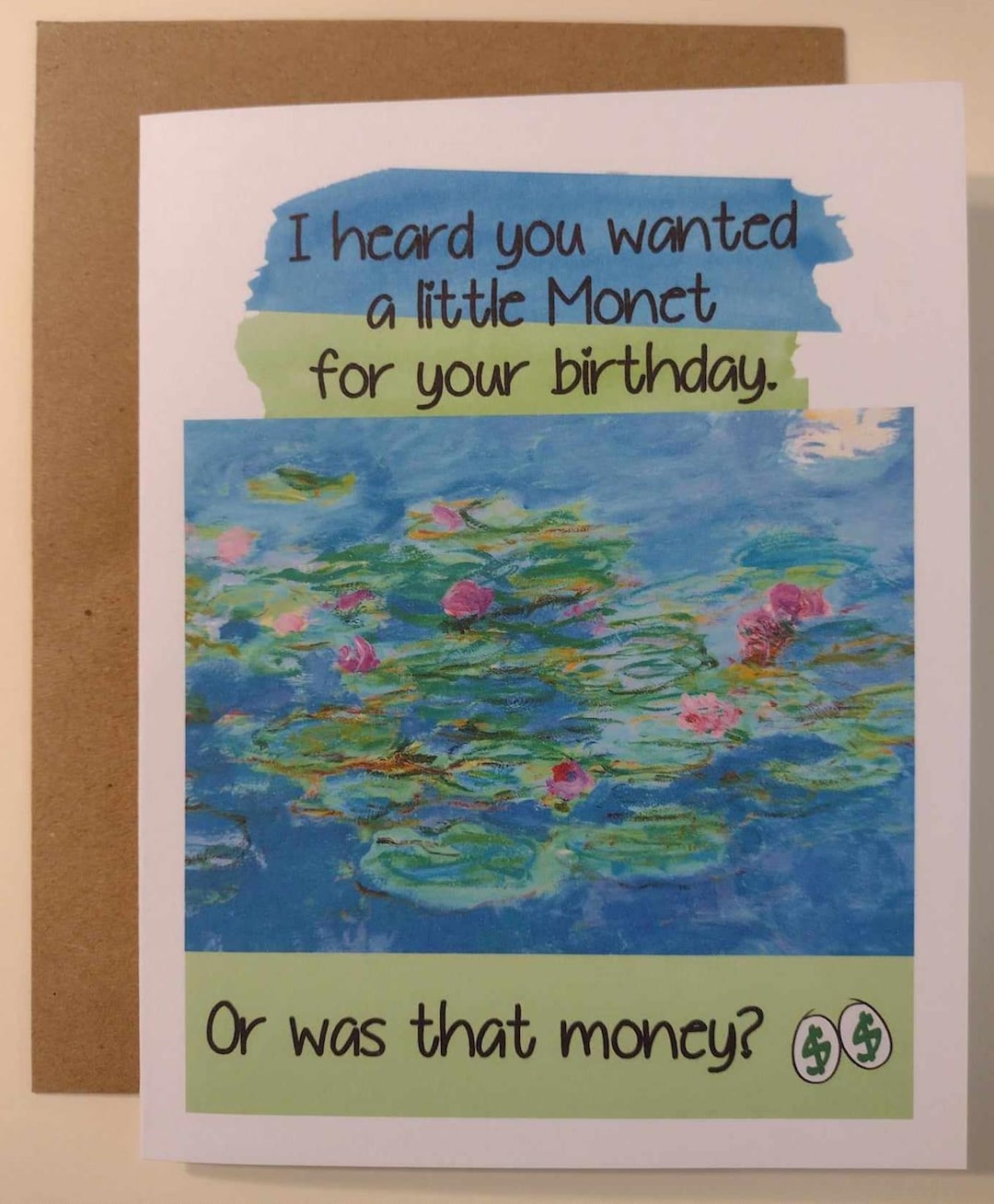 Monet Water Lilies Birthday Greeting Card, 4.25" X 5.5", A2 Size, Blank ...