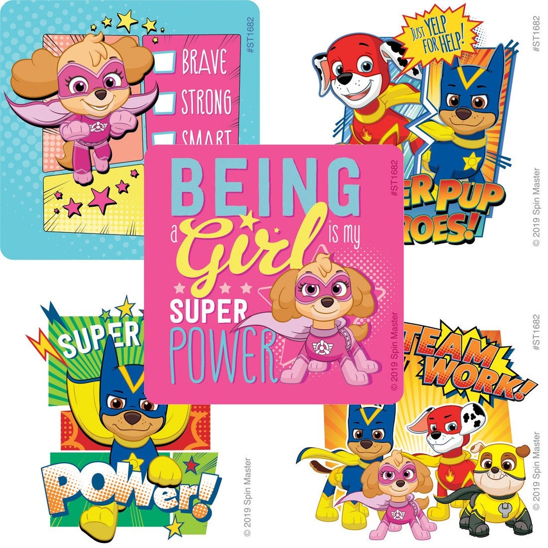25 licensed, Individual Mighty, Super Pups Stickers, 2.5 X 2.5, Party ...