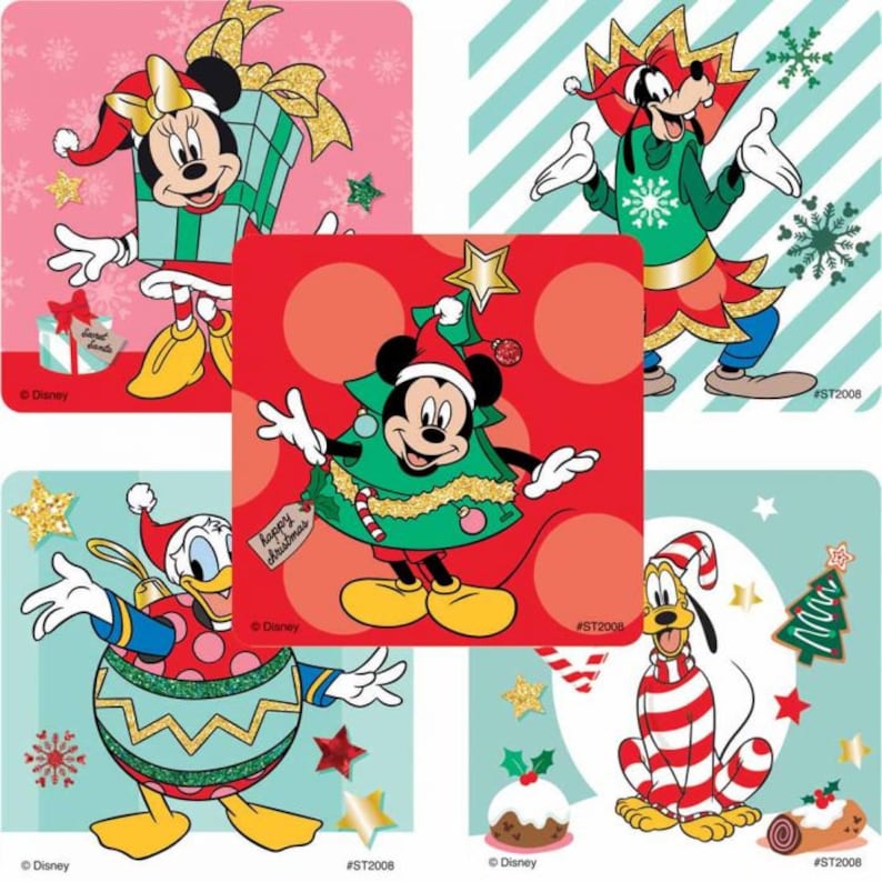 25 (licensed) Mickey Mouse and Friends Christmas Secret Santa Stickers ...