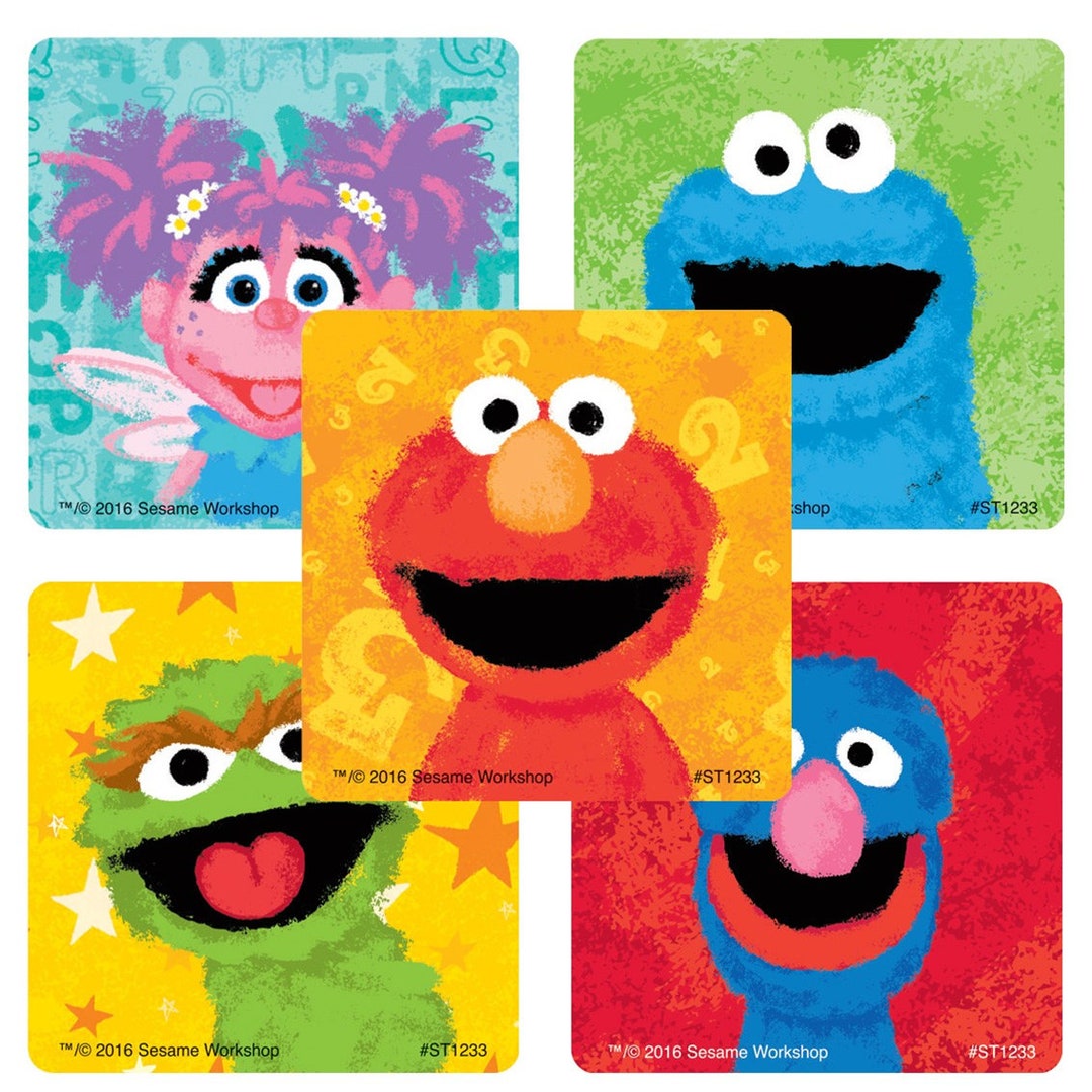 25 Licensed Sesame Street Chalk Stickers 25 X 25 Each Etsy