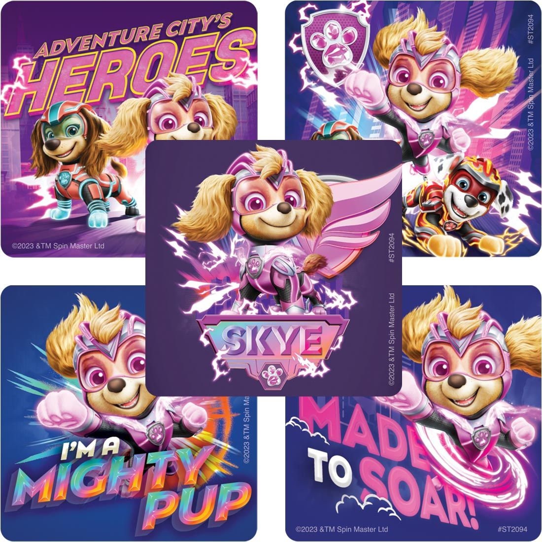 25 (licensed) Paw Patrol Mighty Movie Heroes Stickers, 2.5" X 2.5" Each ...