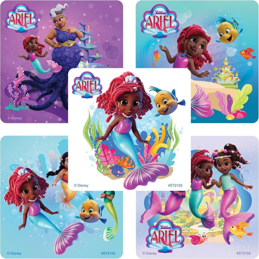 25 (licensed) Little Mermaid Disney Jr Ariel Stickers, 2.5" X 2.5" Each ...