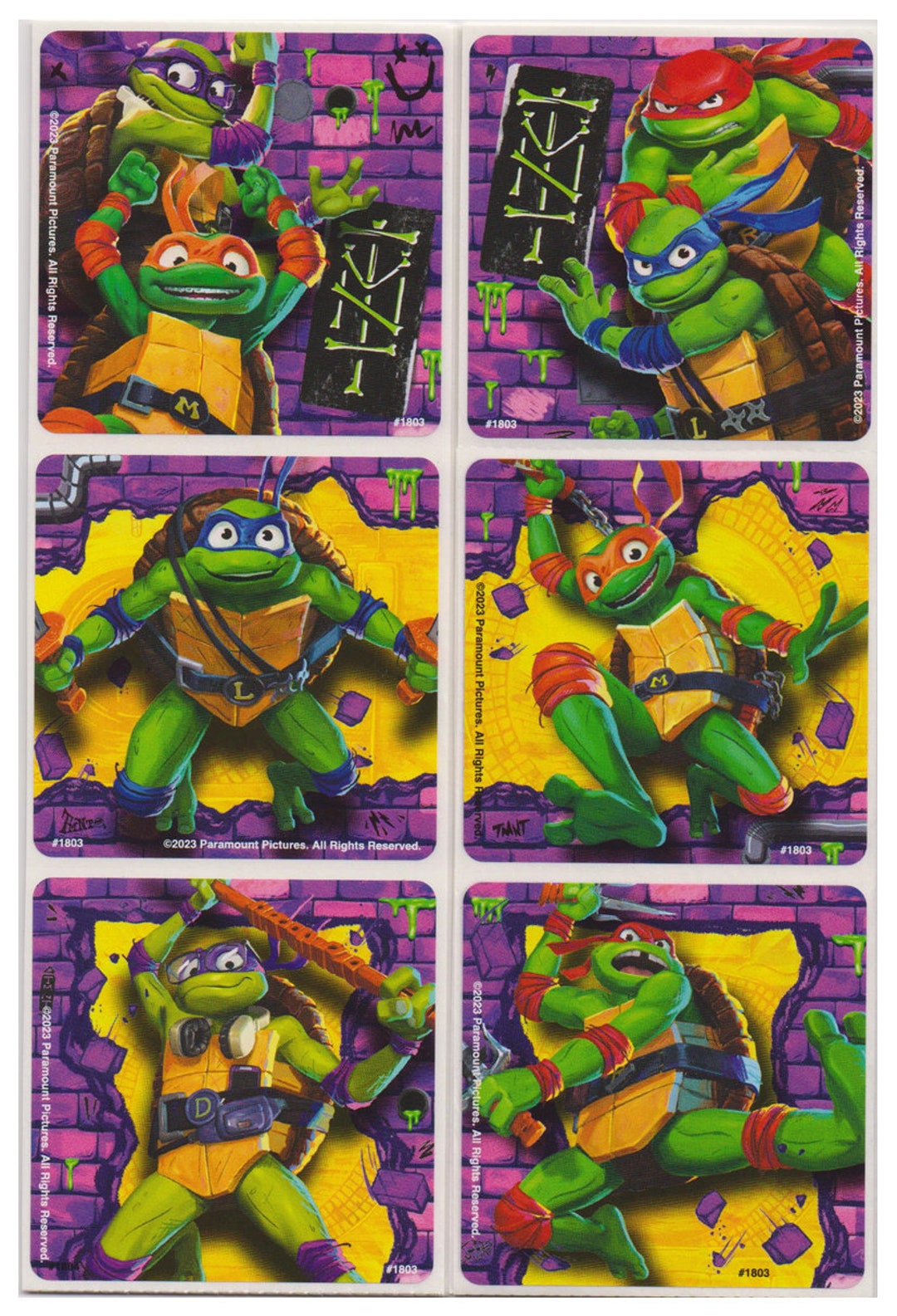 25 (licensed) Teenage Ninja Turtles Mutant Mayhem Stickers, 2.5" X 2.5 ...