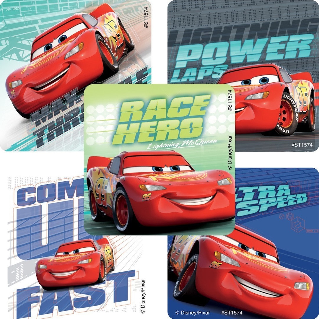 25 (licensed) Disney Cars Lightning Mcqueen Stickers, 2.5" X 2.5" Each ...