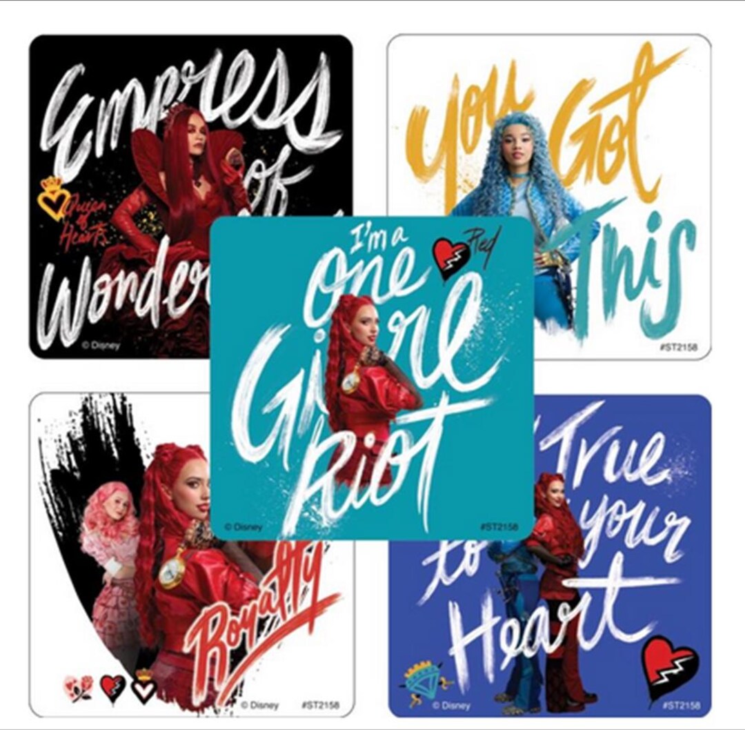 25 Disney Descendants Rise of Red Stickers, 2.5 X 2.5 Each - Etsy