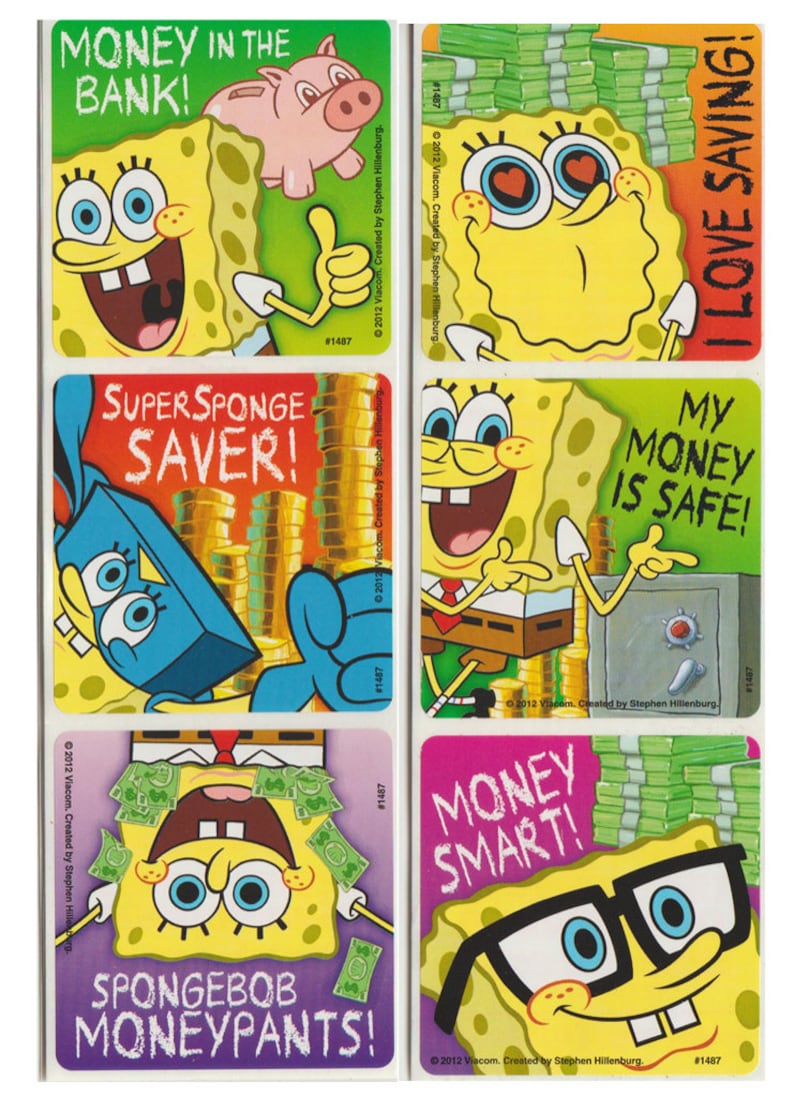 25 (licensed) Spongebob "moneypants" Stickers, 2.5" X 2.5" - Etsy