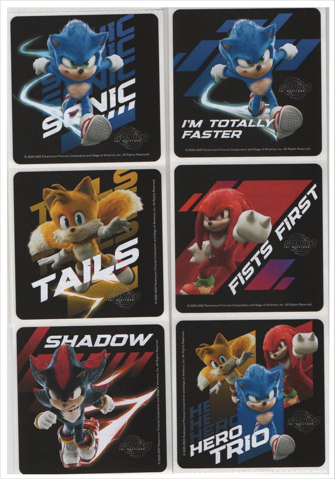 25 (licensed) Sonic the Hedgehog 3 Stickers, 2.5" X 2.5" - Etsy