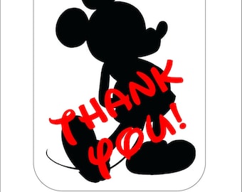 Mickey Mouse Thank You Stickers - Etsy
