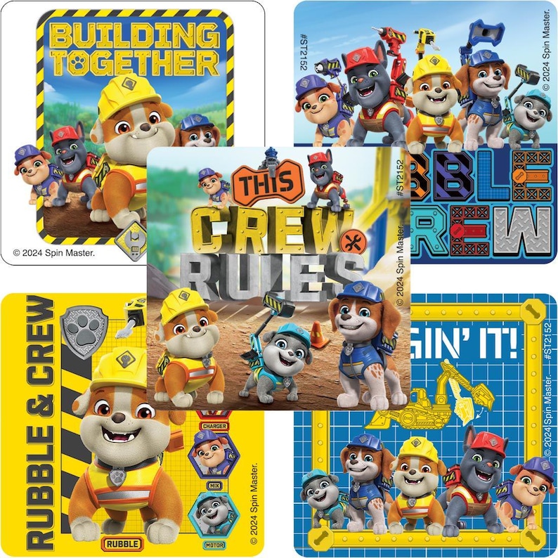 25 (licensed) Paw Patrol Rubble and Crew Stickers, 2.5" X 2.5" Each - Etsy
