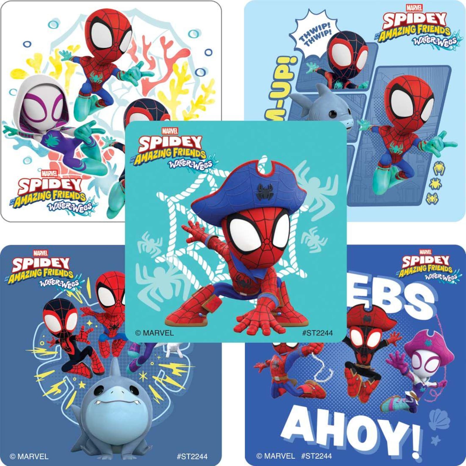 25 Spidey and His Amazing Friends Water Webs Stickers, 2.5" X 2.5" Each ...