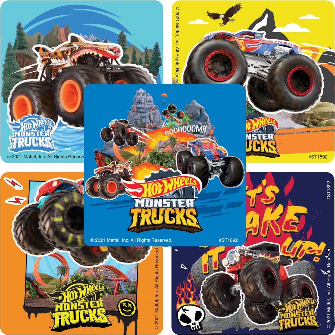 25 LICENSED Hot Wheels Monster Trucks Shake up Stickers, 2.5 X 2.5 - Etsy
