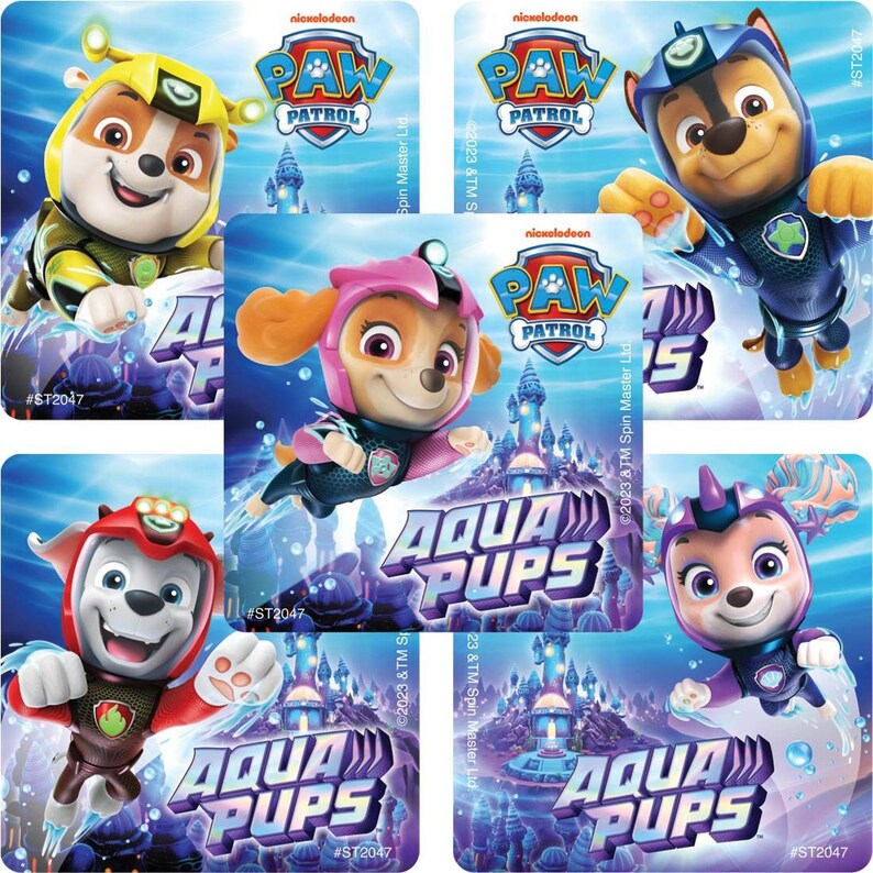25 Paw Patrol Aqua Pups Stickers 2.5 X 2.5 Each - Etsy