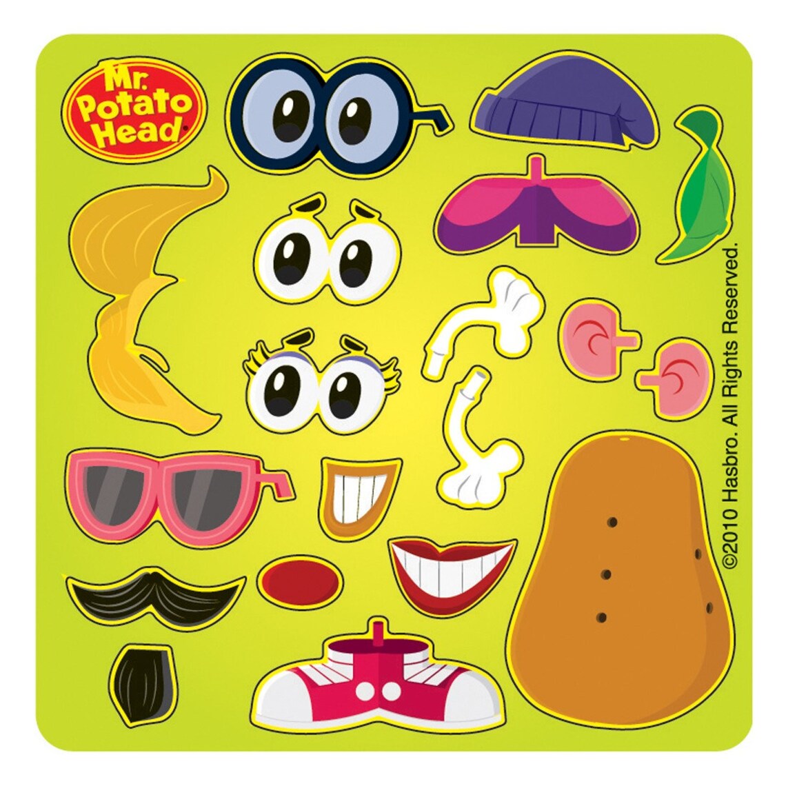 20 (licensed) Make-your-own Mr / Mrs Potato Head Stickers, 2.5" X 2.5 ...