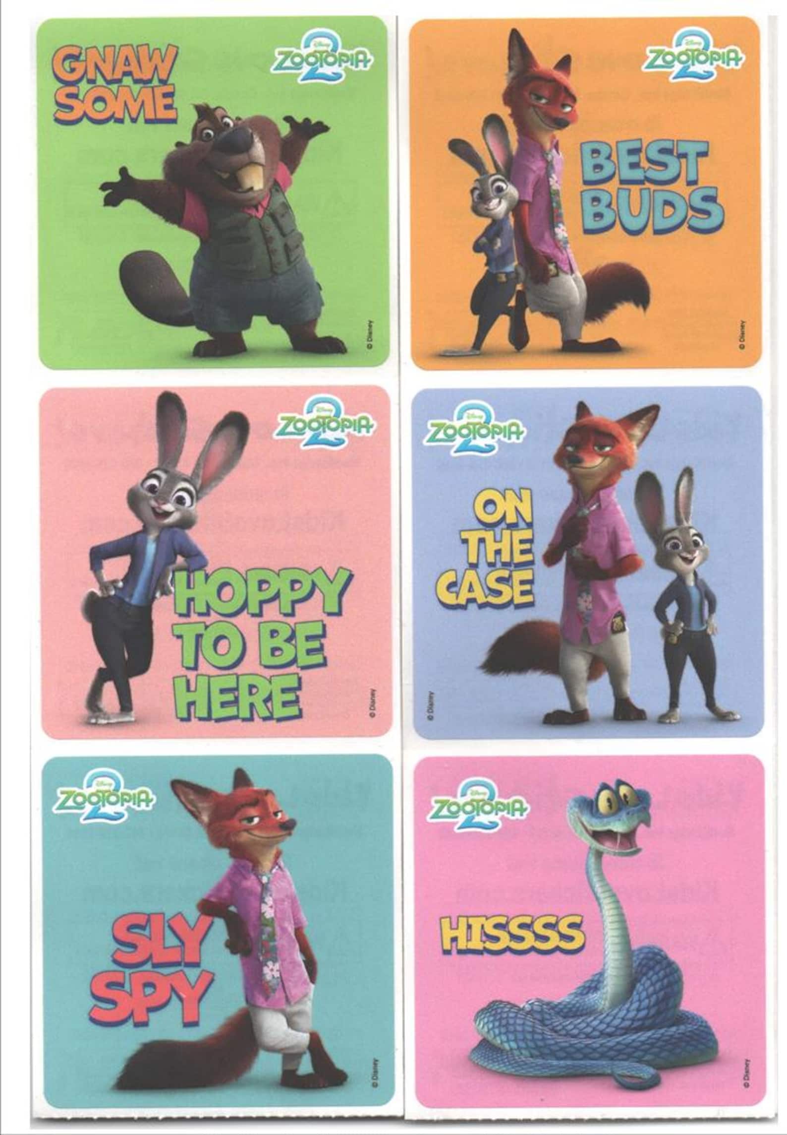 25 (licensed) Zootopia 2 Stickers, 2.5" X 2.5" Each - Etsy