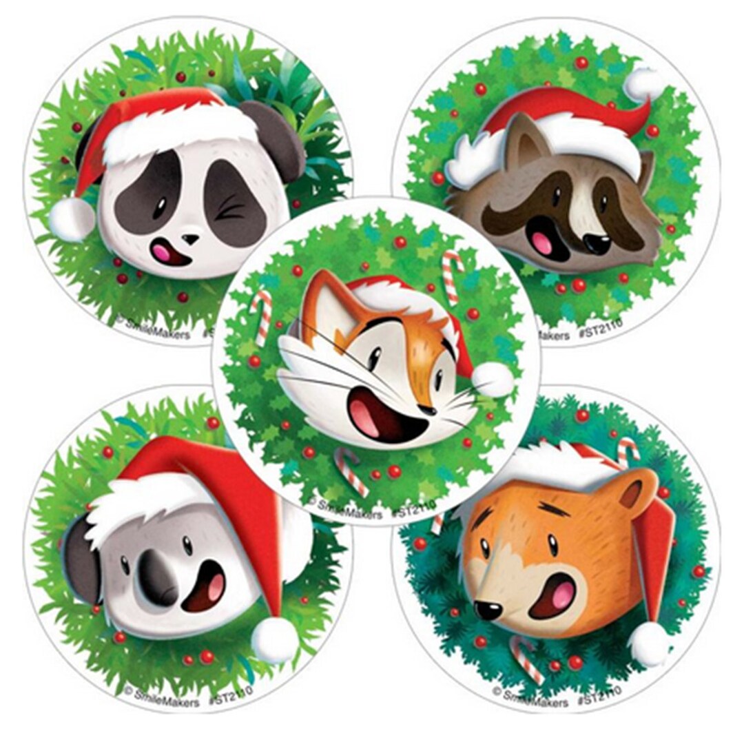 25 Animals in Santa Hats Christmas Stickers, 2.5 X 2.5 Each - Etsy