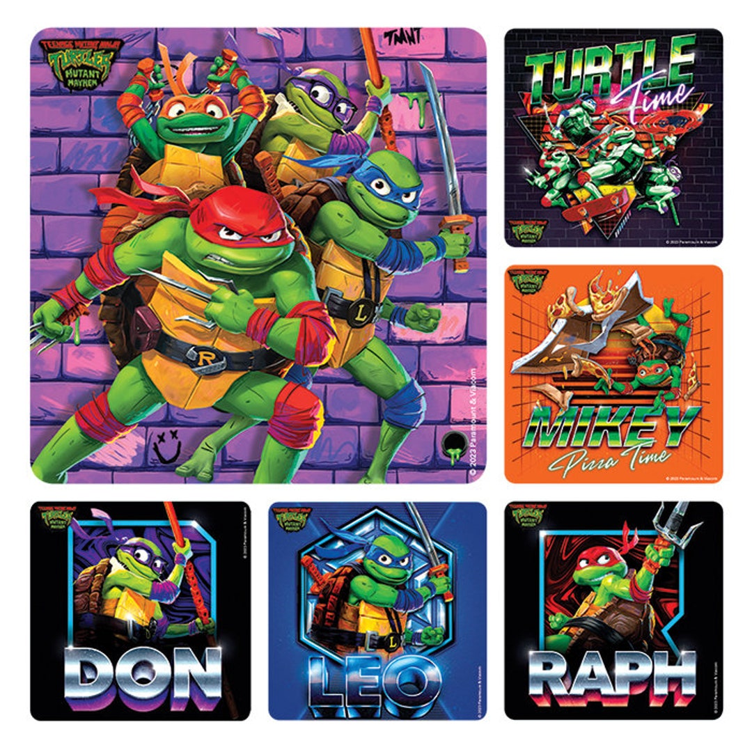 25 (licensed) Teenage Ninja Turtles Mutant Mayhem Stickers, 2.5" X 2.5 ...