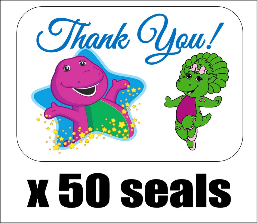 50 Barney and Baby Bop Thank You Envelope Seals / Labels / - Etsy