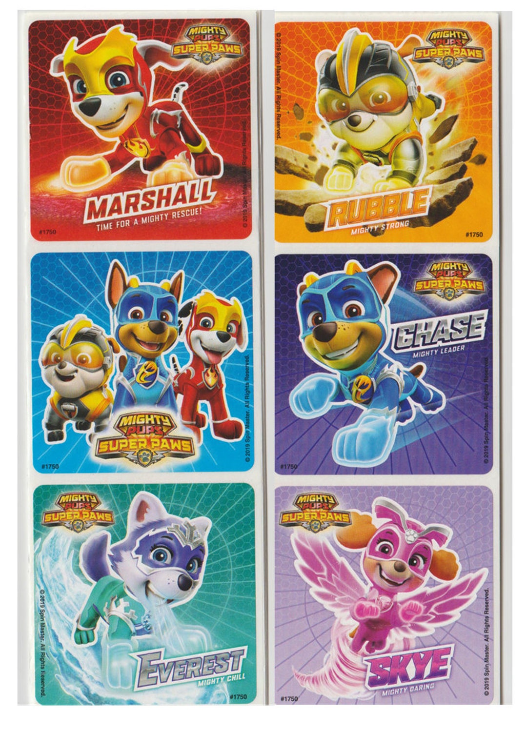 25 Paw Patrol Mighty Pups Stickers 25 X 25 Etsy
