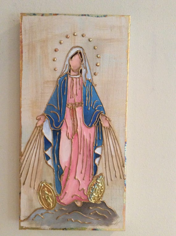 Our Lady of the Miraculous Medal Mixed Media 10 x 20 | Etsy