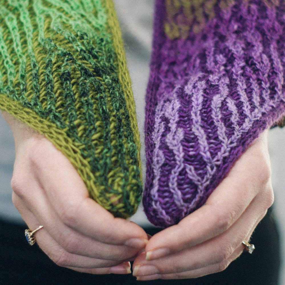 Knitted Two Colour Brioche Shawl Pattern "basiu" - Etsy