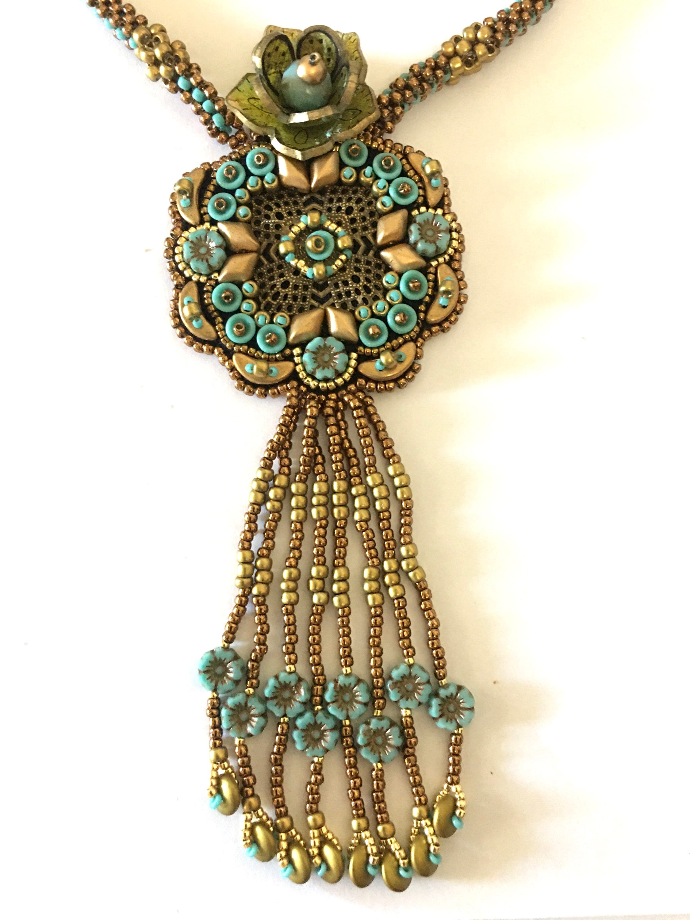 Eleanor Bead Embroidery With Fringe Necklace Tutorial - Etsy