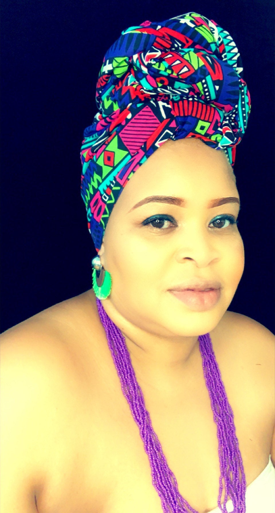 Tribal print Headwrap and matching face Mask set | Etsy