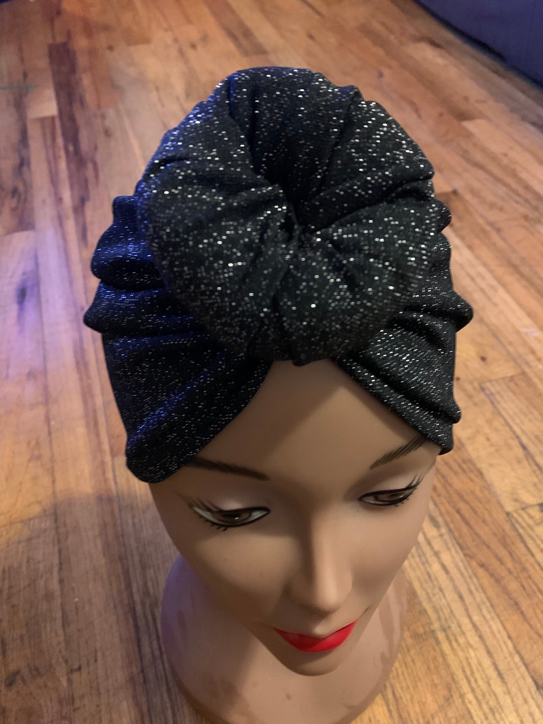 Black Glitter Turban and Knot Turban - Etsy UK