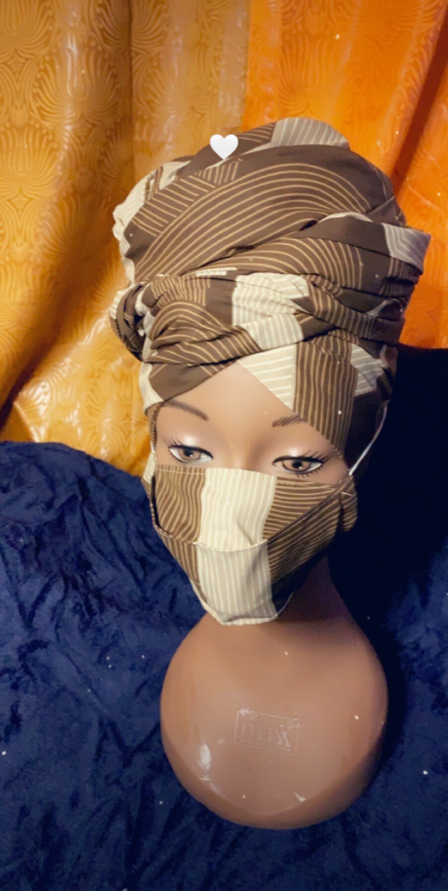 Blue envy Headwrap and matching mask set | Etsy