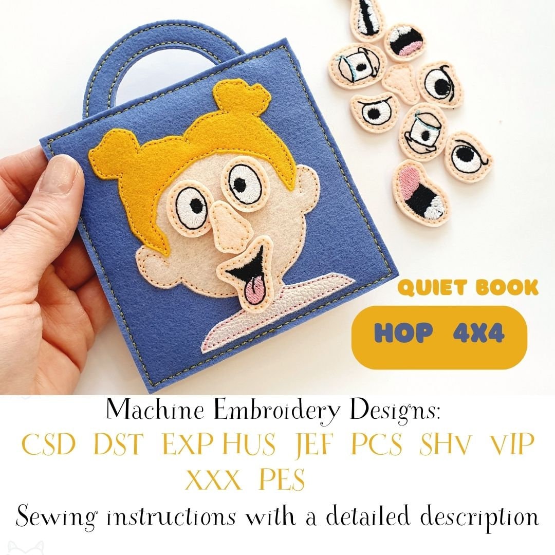 Emotions Quiet Book Page ITH Embroidery Design, Make a Face Felt ...