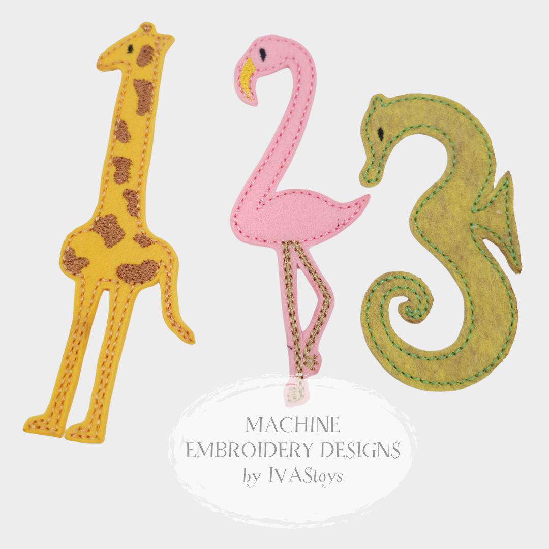 Animal Numbers ITH Embroidery Design Set (0-9), Felt Numbers Pattern ...