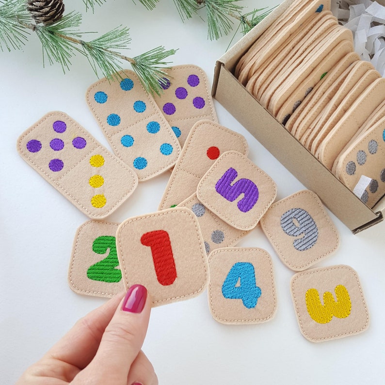 Felt Dominoes ITH Embroidery Design Set, Educational Number Matching ...