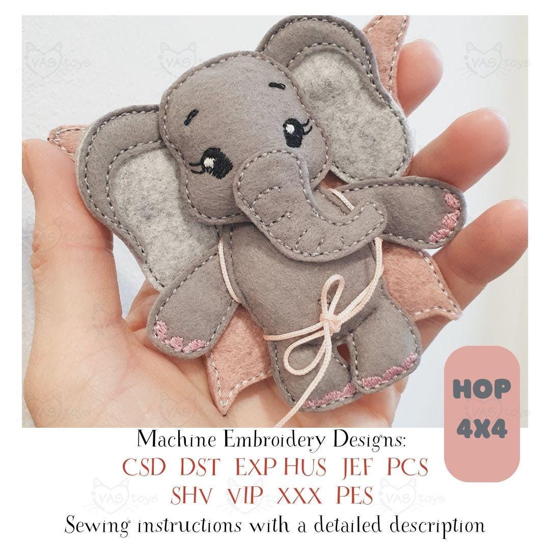 ITH Elephant With Butterfly Wings Embroidery Design, Fantasy Felt ...