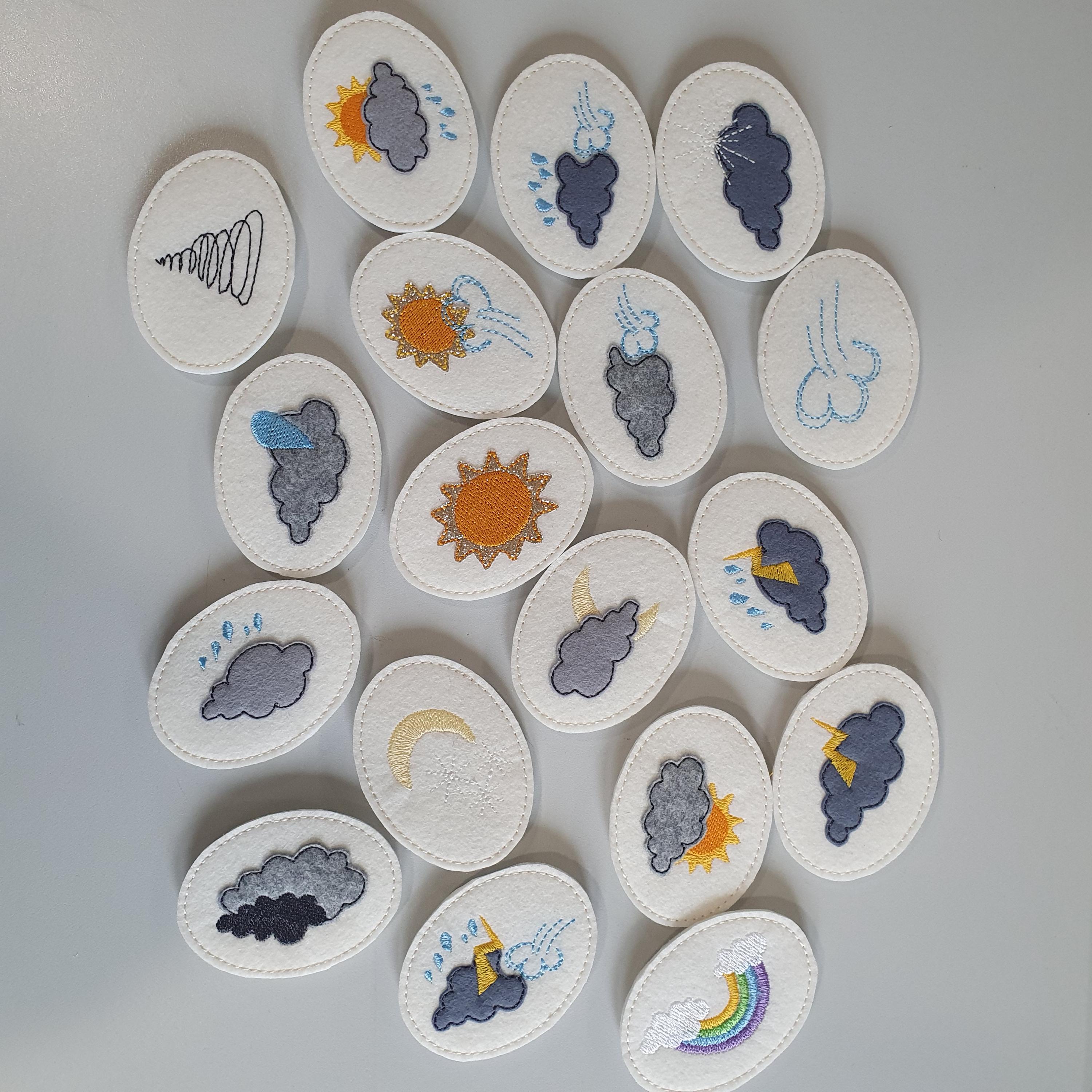 Weather Icons Embroidery Designs ITH, Felt Chart Pieces for Montessori ...