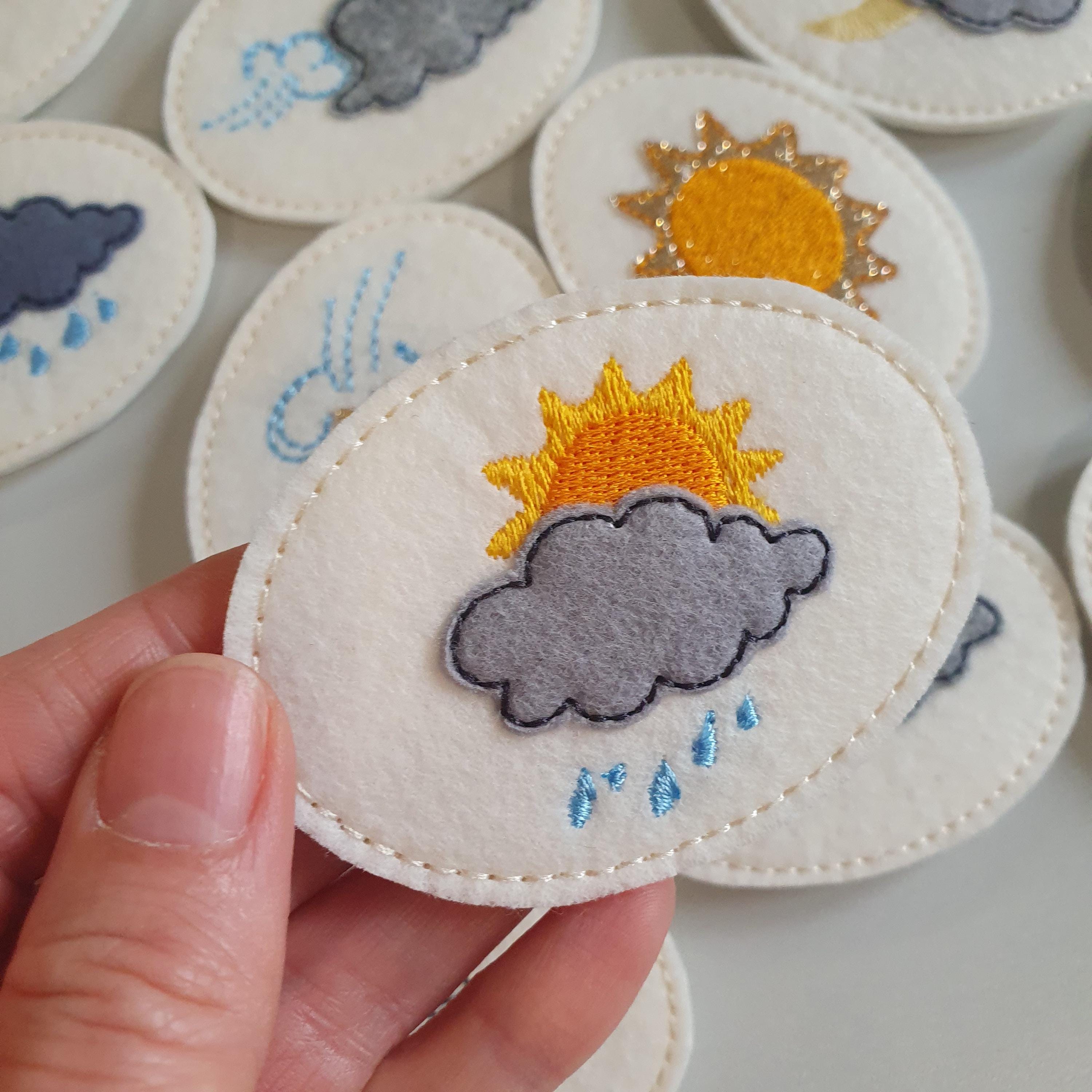 Weather Icons Embroidery Designs ITH, Felt Chart Pieces for Montessori ...