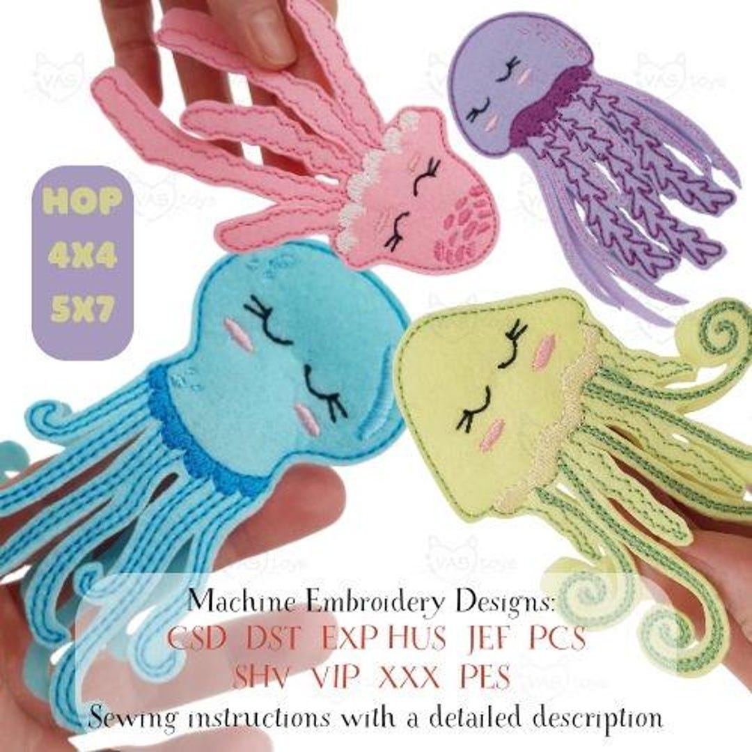 Finger Puppet Theater Jellyfish Embroidery Design Embroidery Pattern ...