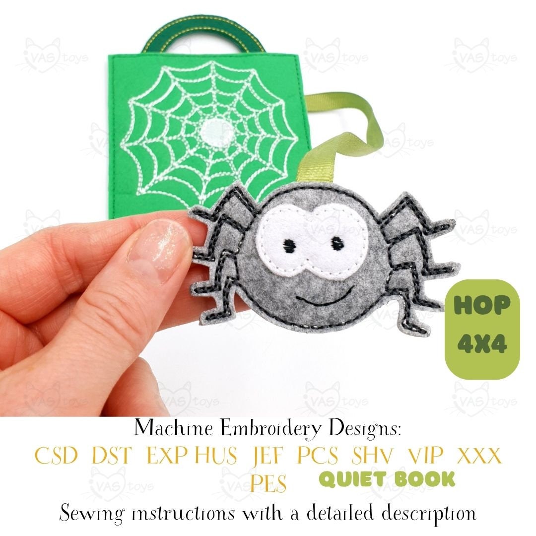 Spider Quiet Book Page ITH Embroidery Design, Velcro Web Felt Activity ...