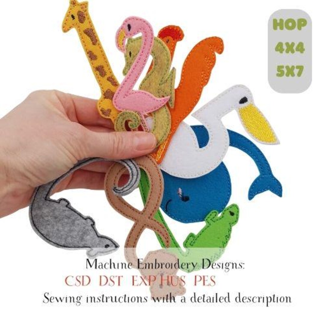 Animal Numbers ITH Embroidery Design Set (0-9), Felt Numbers Pattern ...