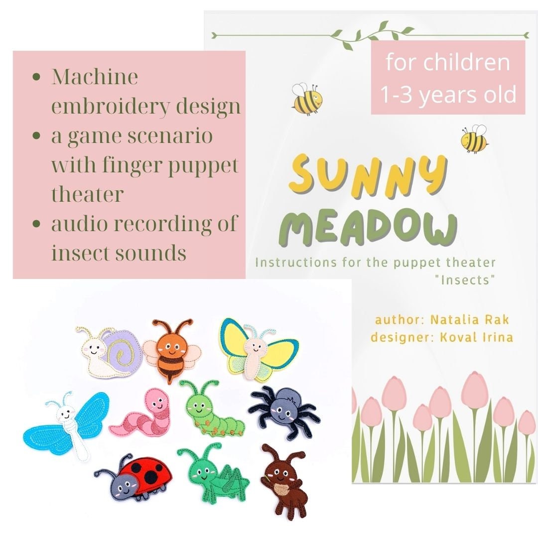 ITH Insect Finger Puppets Embroidery Design Set With Sounds & Games ...