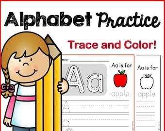 Kids Alphabet Handwriting and Coloring Practice Worksheets Color and BW ...